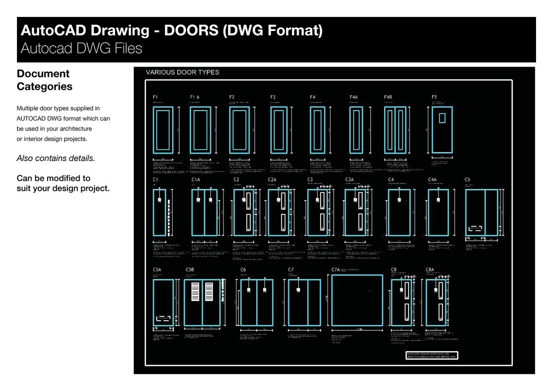 Autocad Door Elevation Drawings, DWG Format (2D) - Etsy