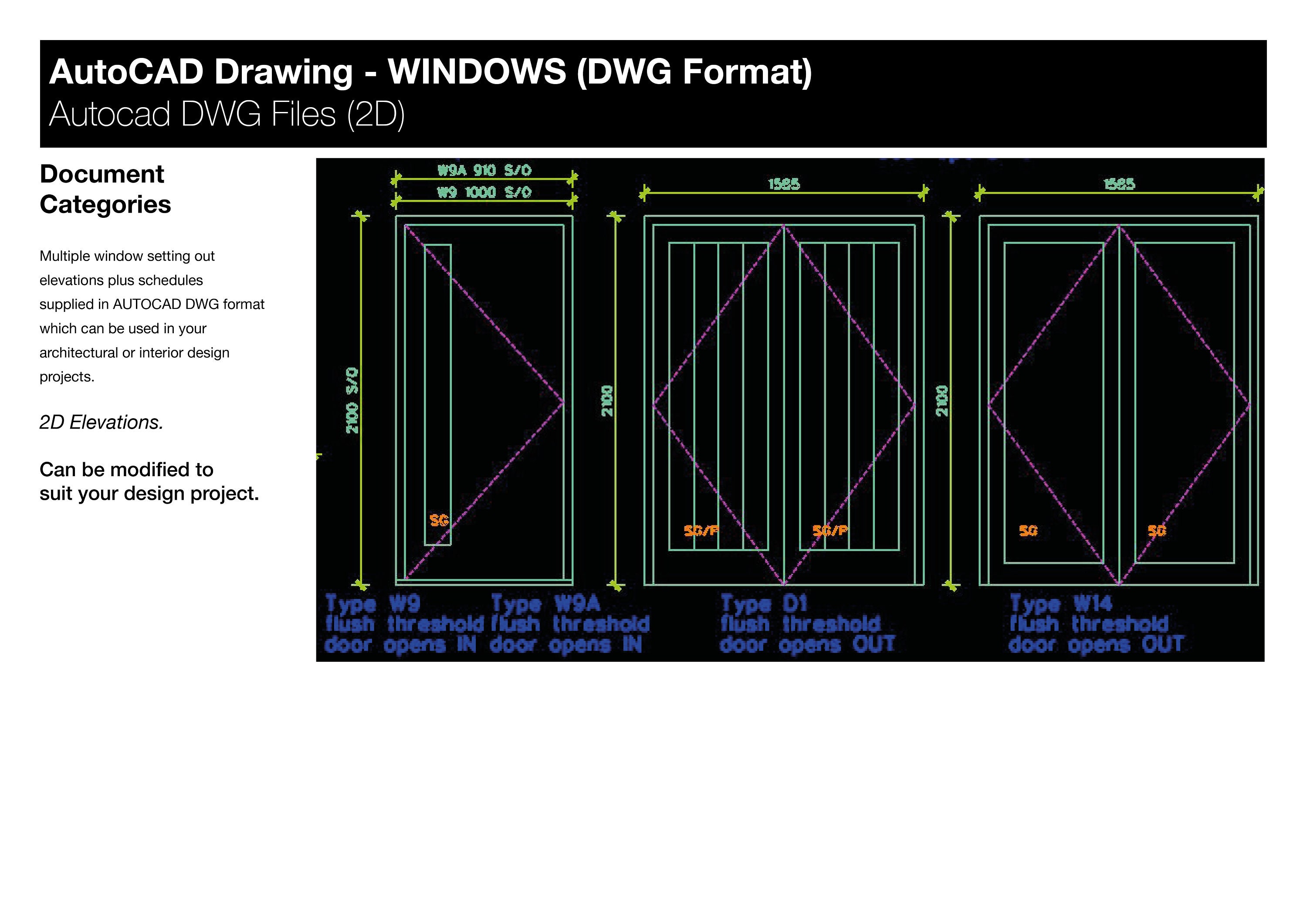 Autocad Window Elevations in 2D DWG Format - Etsy