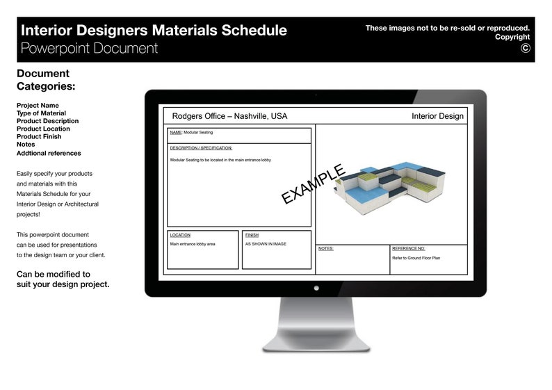Interior Designer Materials / Product Schedule (EDITABLE Powerpoint ...