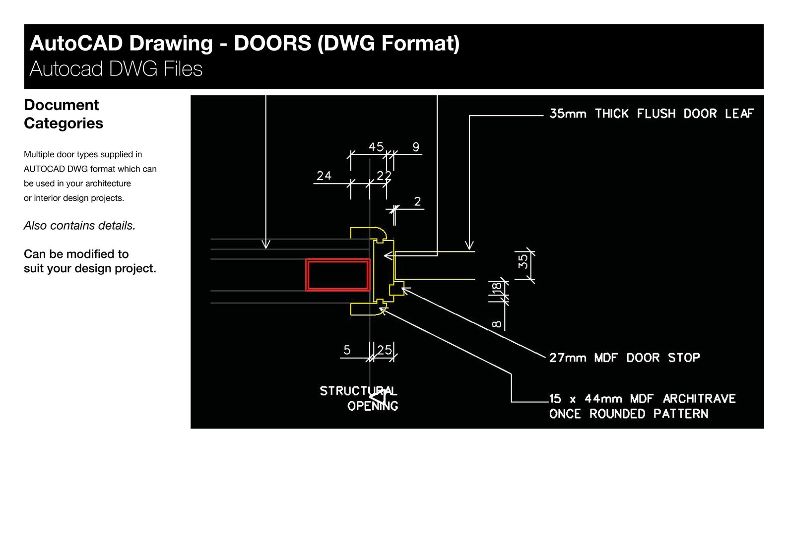 Autocad Door Elevation Drawings, DWG Format (2D) - Etsy