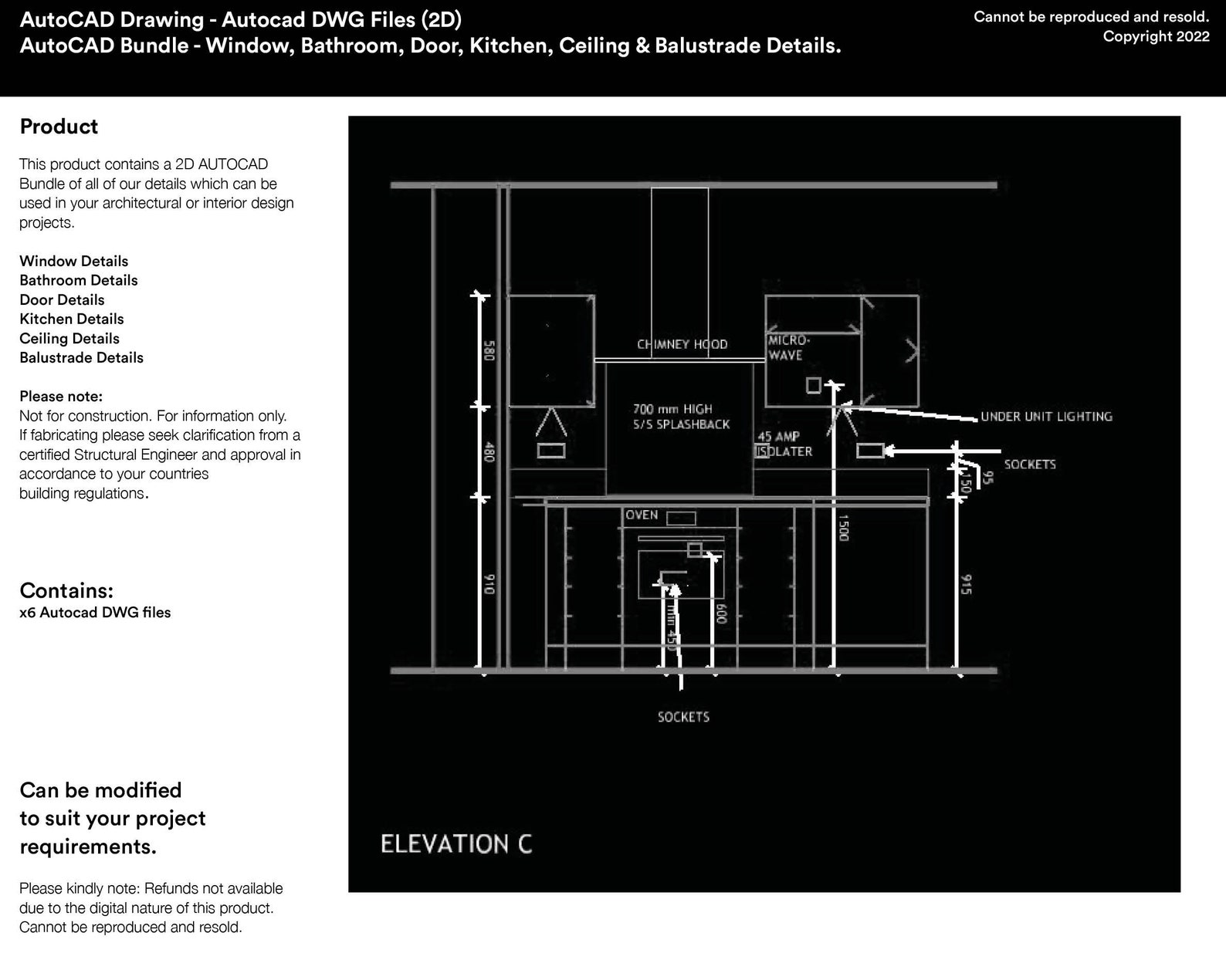 Autocad Bundle - Windows, Bathroom, Doors, Kitchen, Ceiling and ...