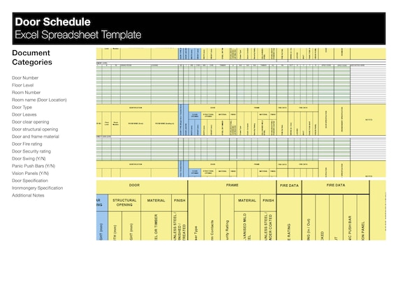 Door Schedule Template in Excel - Etsy