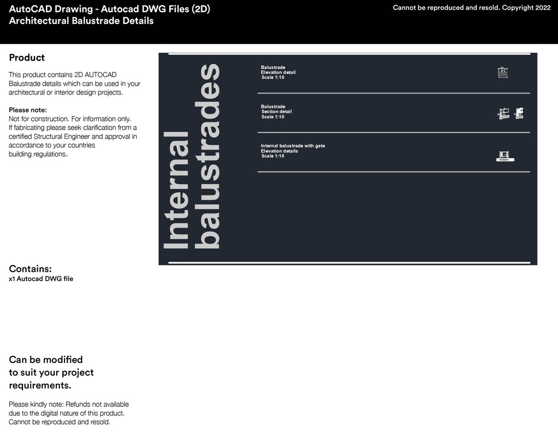 Autocad Balustrade Drawings in 2D DWG Format - Etsy