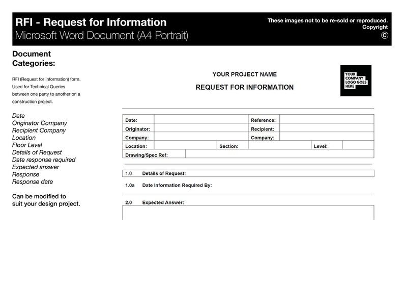 RFI (request for Information) Form, EDITABLE Microsoft Word Template ...
