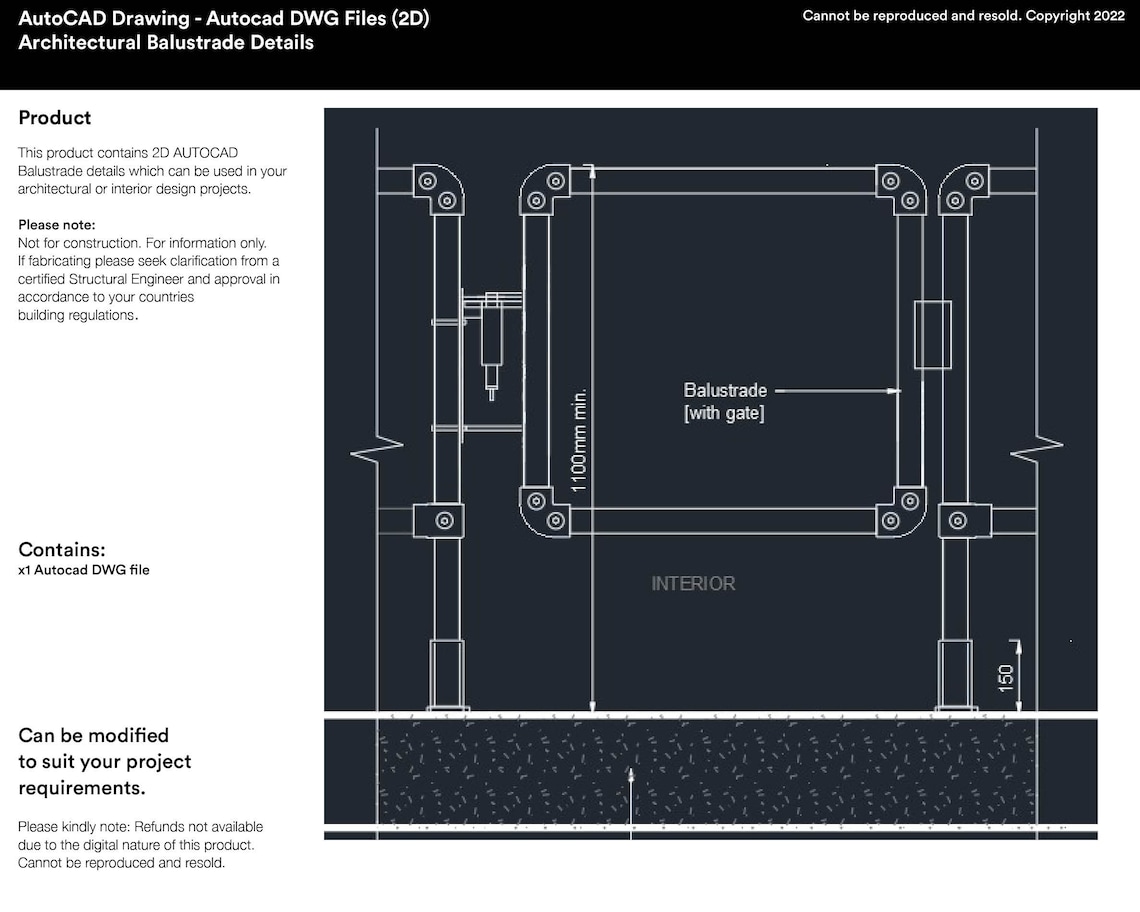 Autocad Balustrade Drawings in 2D DWG Format - Etsy