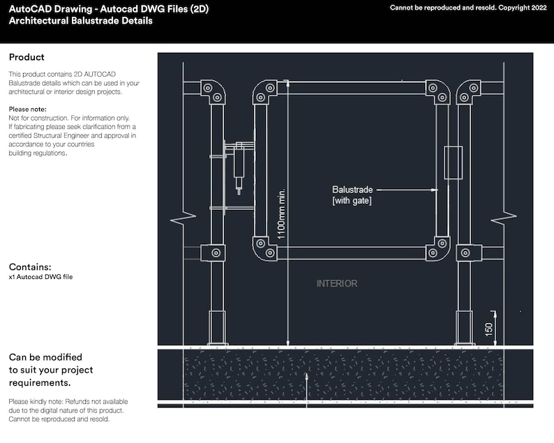 Autocad Balustrade Drawings in 2D DWG Format - Etsy