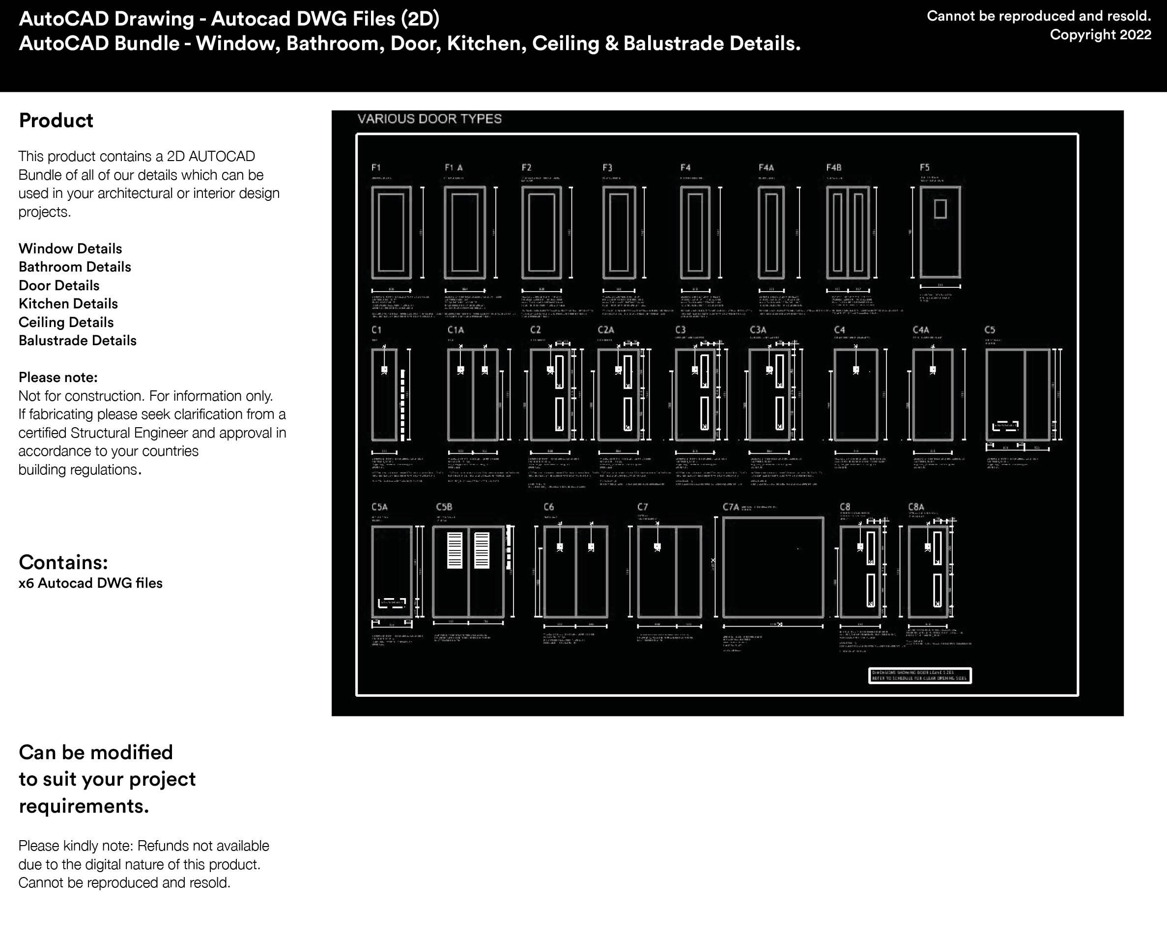 Autocad Bundle - Windows, Bathroom, Doors, Kitchen, Ceiling and ...