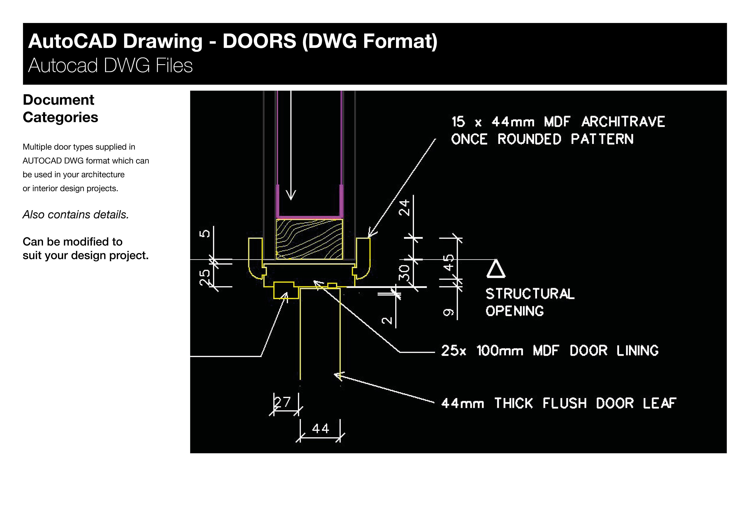 Autocad Door Elevation Drawings, DWG Format (2D) - Etsy