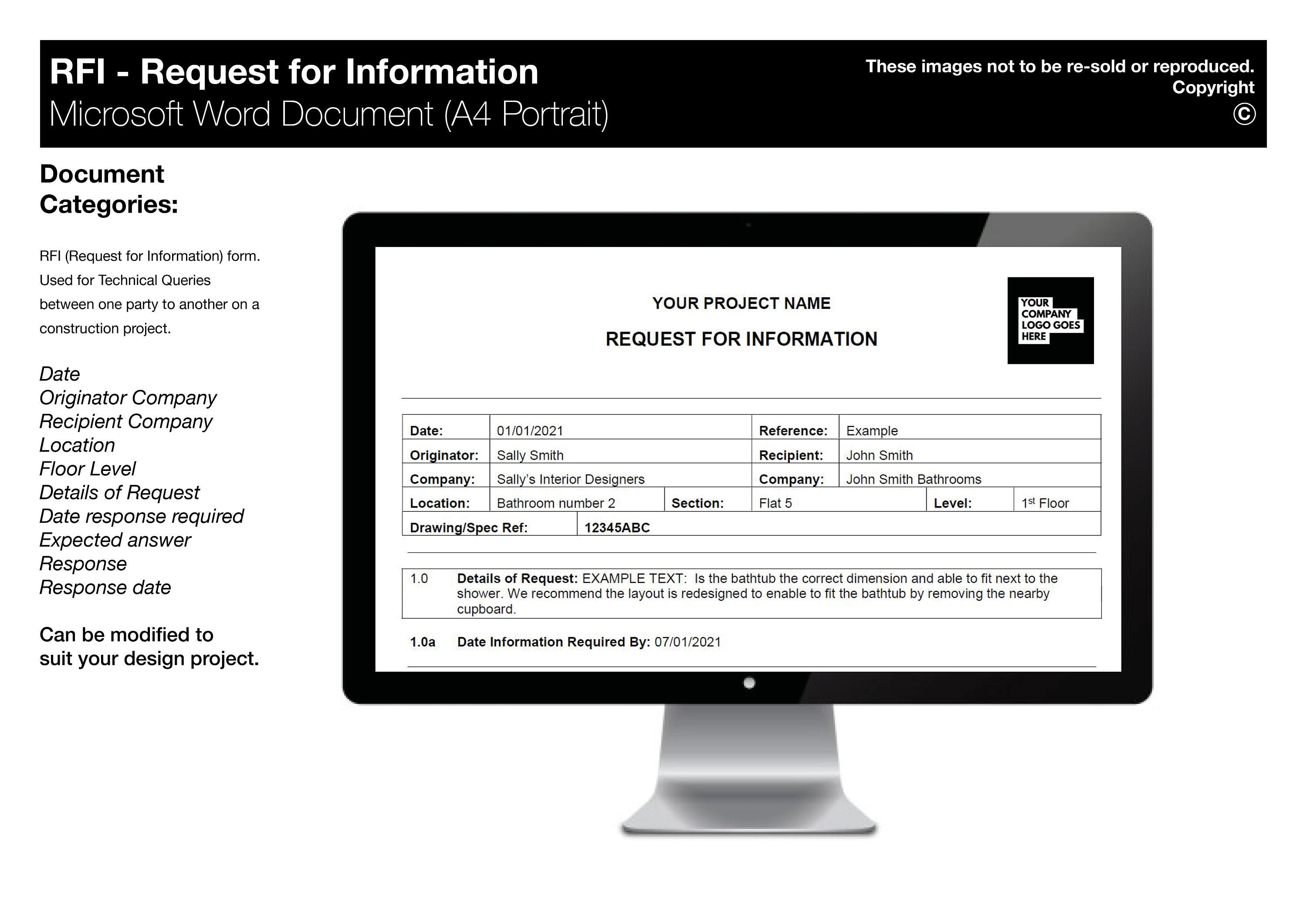 RFI (request for Information) Form, EDITABLE Microsoft Word Template ...