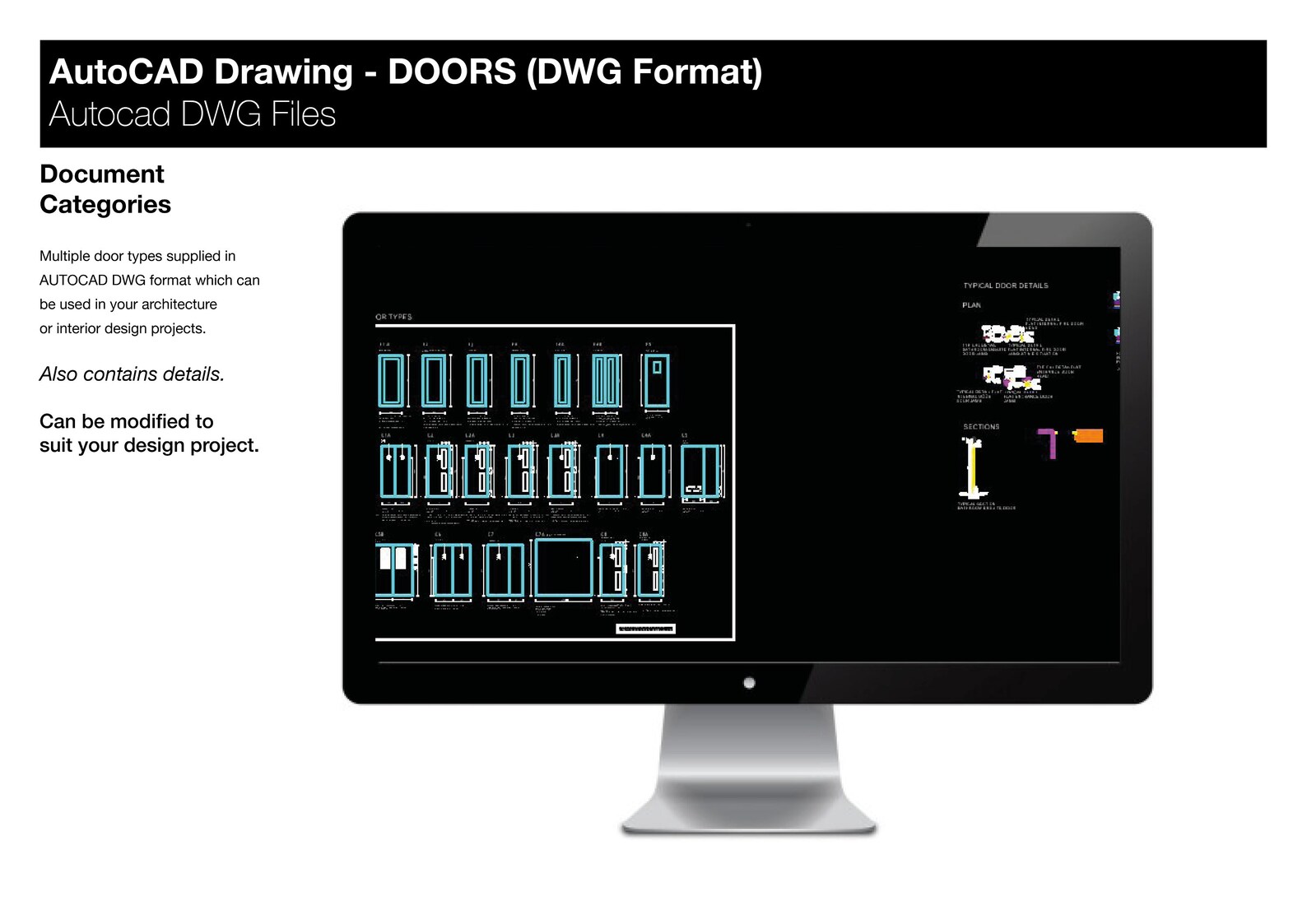 Autocad Door Elevation Drawings, DWG Format (2D) - Etsy
