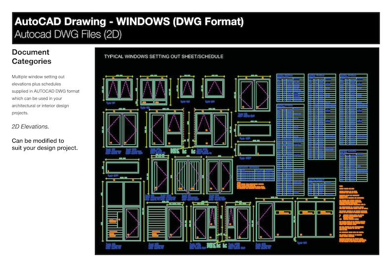 Autocad Window Elevations in 2D DWG Format - Etsy
