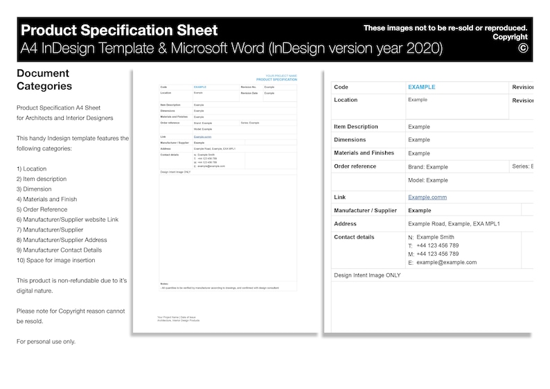 Interior Design Template for Architects and Interior Designers A4 ...