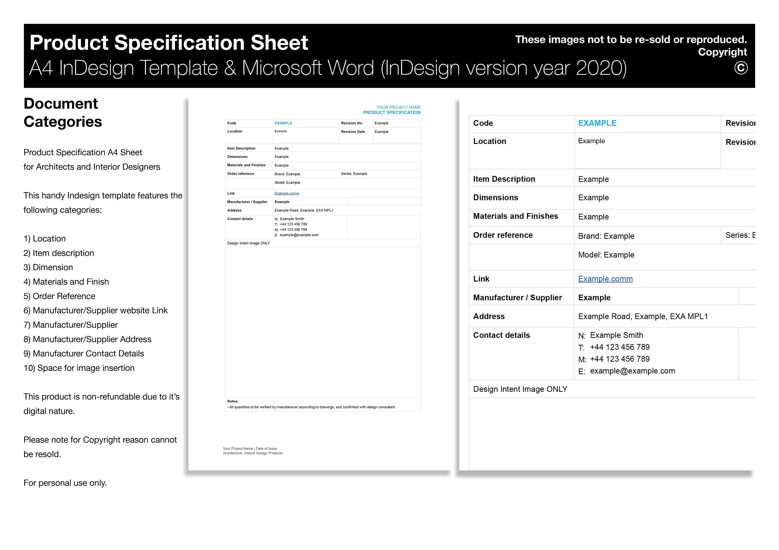 Interior Design Template for Architects and Interior Designers A4 ...