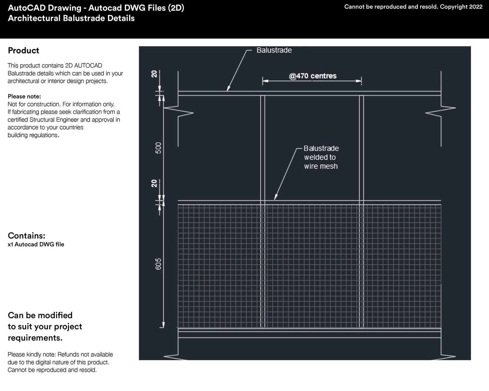 Autocad Balustrade Drawings in 2D DWG Format - Etsy