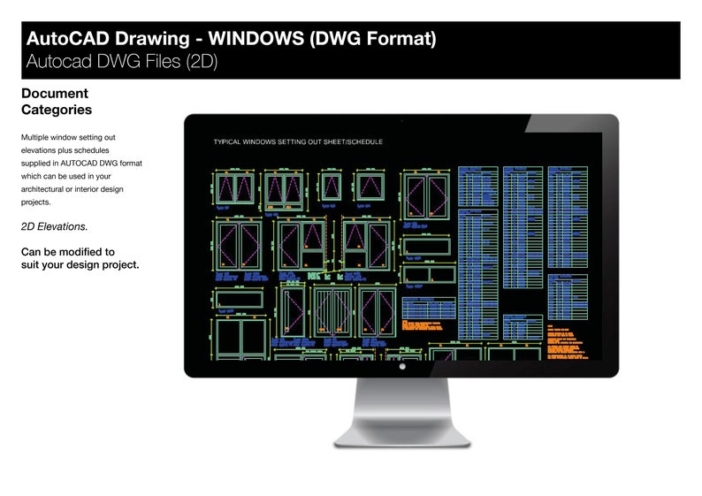 Autocad Window Elevations in 2D DWG Format - Etsy