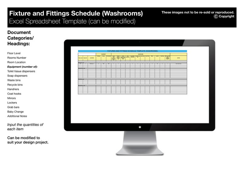 Fixture and Fittings Template (for Washrooms) in Microsoft Excel Format ...