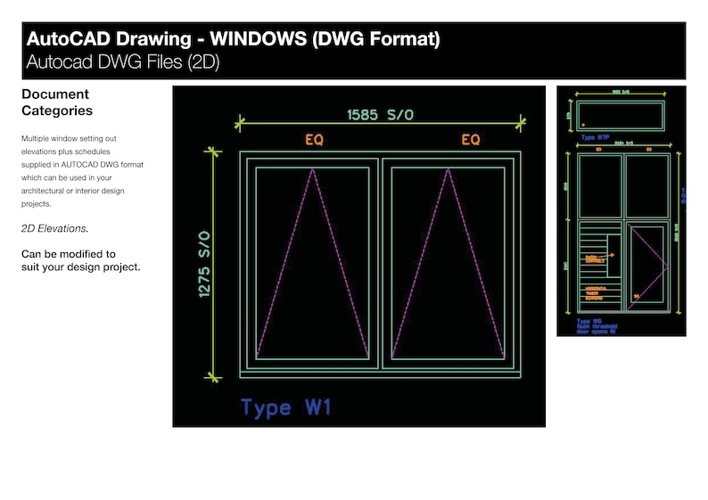 Autocad Window Elevations in 2D DWG Format - Etsy
