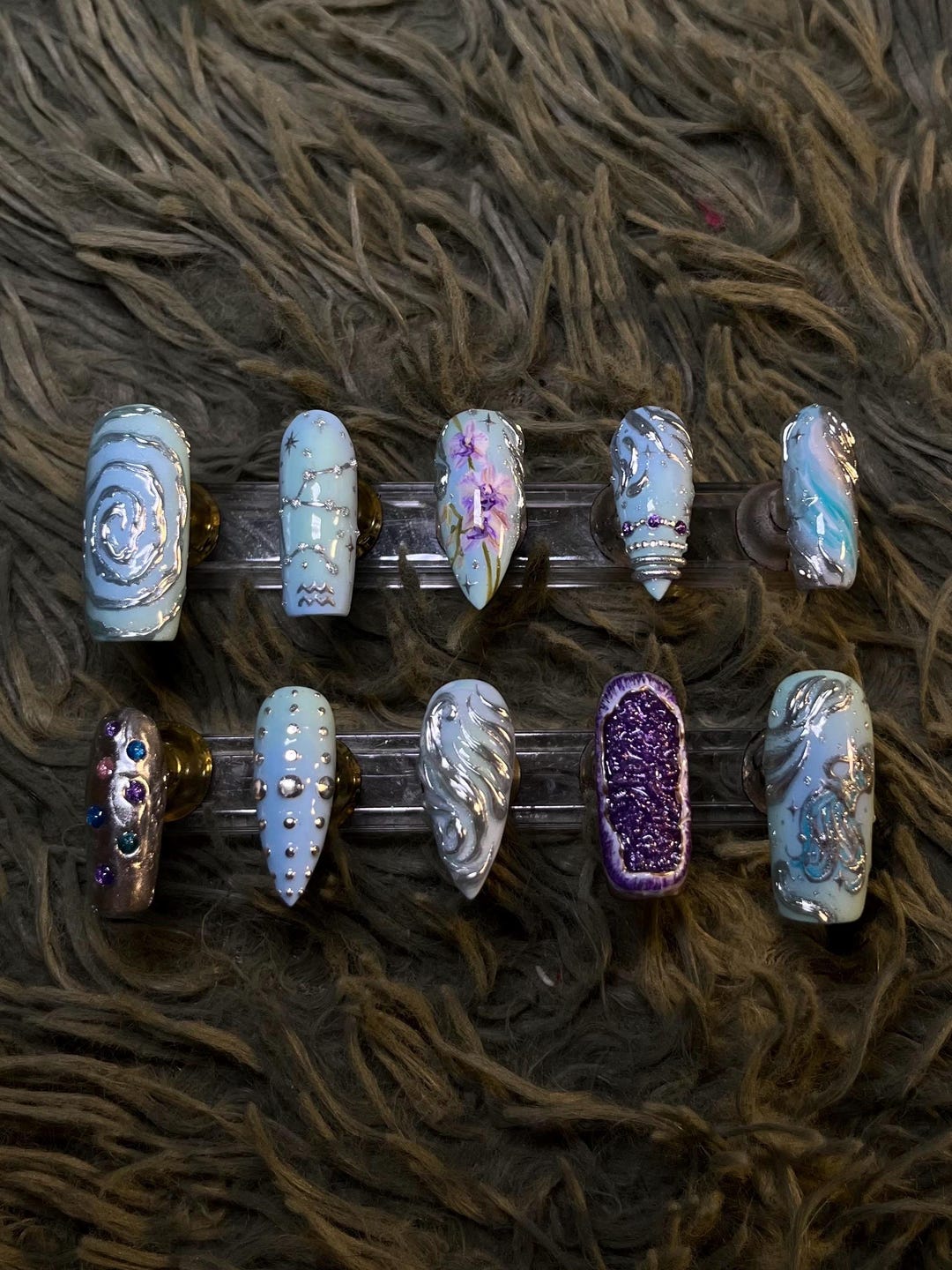 Aquarius Zodiac Press on Nails: Hand Painted Star Sign Nails - Etsy
