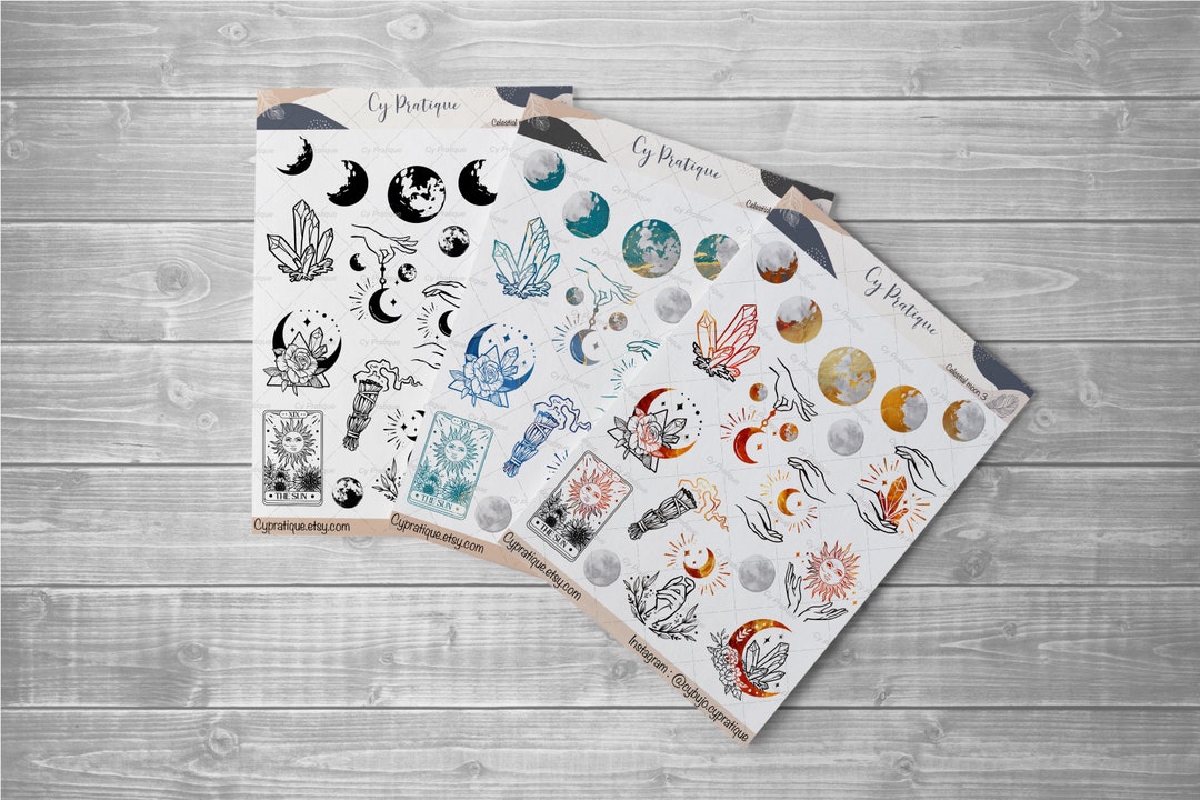 Stickers Celestial Moon CyPratique planche stickers bullet - Etsy France
