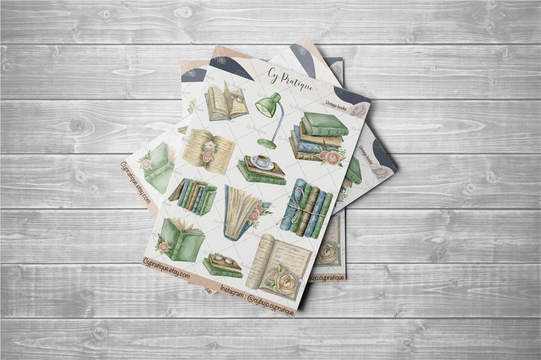 Vintage Book Stickers Cypractice Sticker Sheet for Your Creative ...