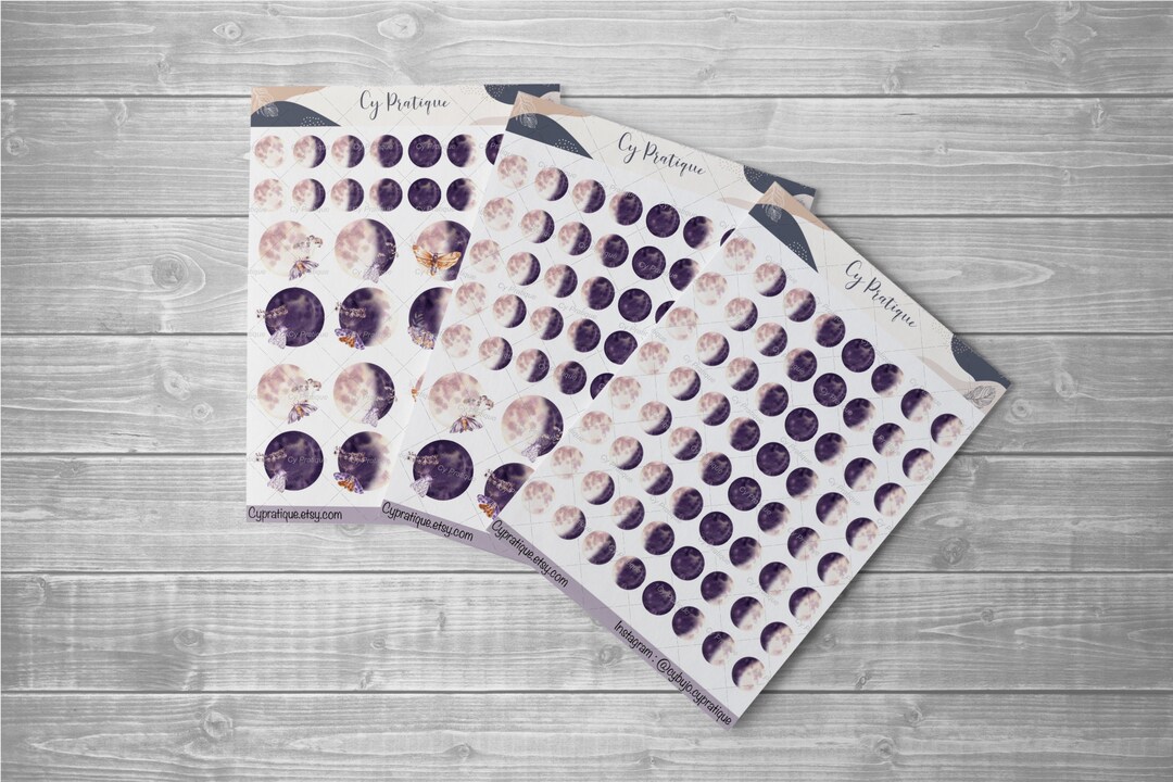 Lunar Phases Sticker Pack | Cypratique | Bullet Journal Sticker Sheet ...