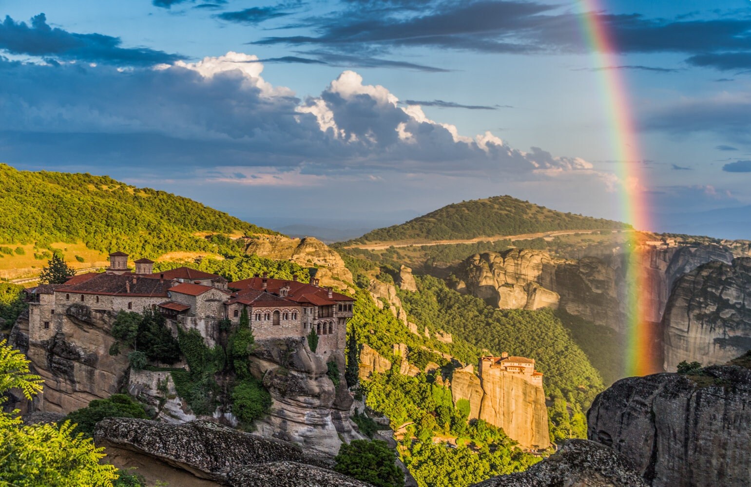 Meteora Monastery Rainbow Canvas Art, Greece Landscape Photography - Etsy