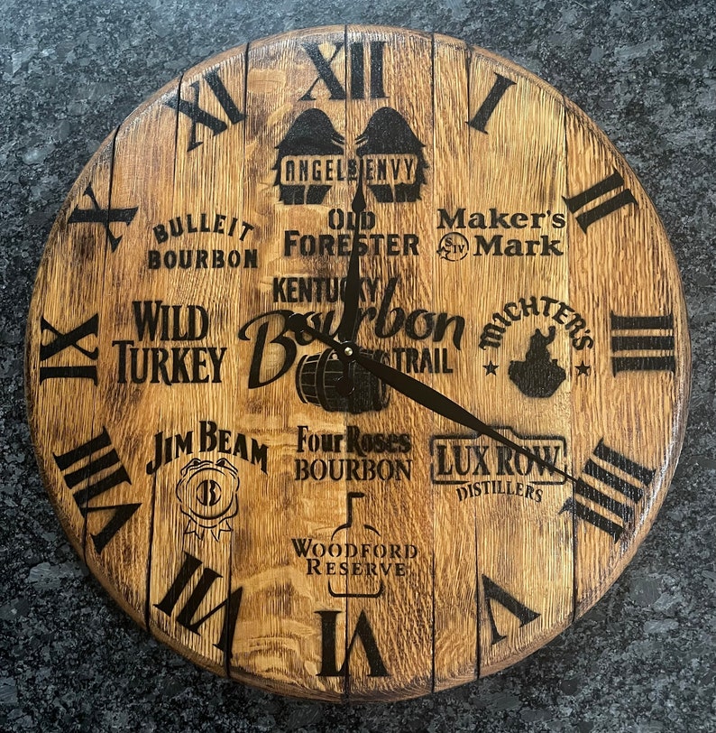 Reclaimed Bourbon/ Whiskey Barrel Head Wall Clock’s - Etsy