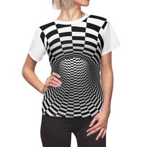 Checker Vortex Kids,adults T-shirt Optical Illusion,black/white ...