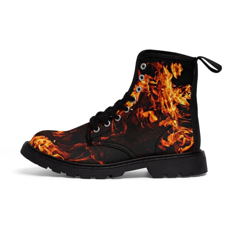 Fire Flames Canvas Boots, Casual Hiking, Christmas/thanksgiving ...