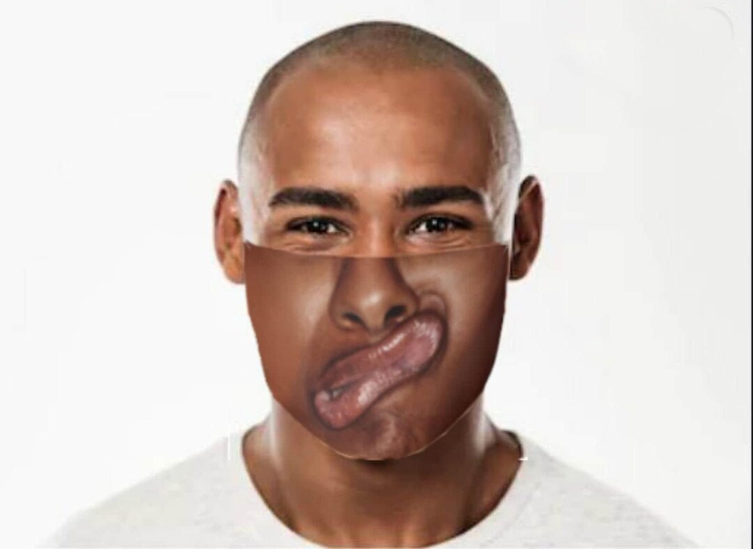 Crooked Mouth Printed Realistic Fabric Face Mask for Light,med/dark ...