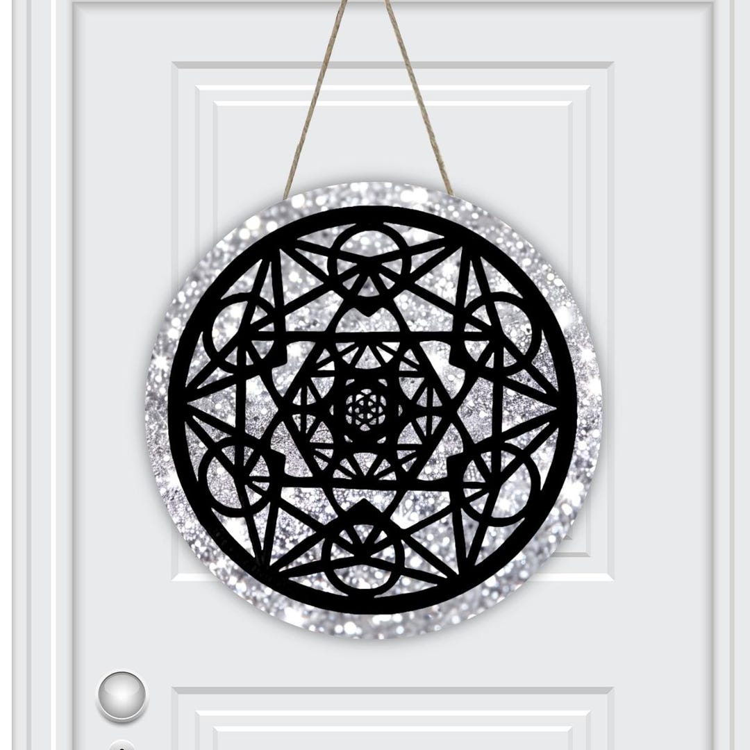 8-18 Personalised 2D Metatron Cube Door Sign Wall Hanger Sacred ...