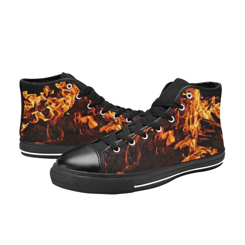 Fire Flames Sneakers,kids/adults,canvas Low/hitop,unisex,casual Hiking ...