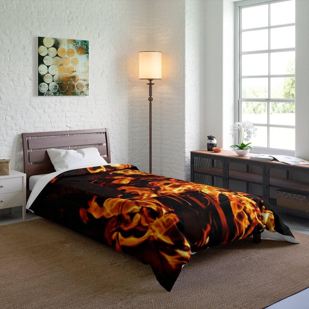 Comforter Fire Flames King Queen Twin Microfiber,bedroom Soft ...