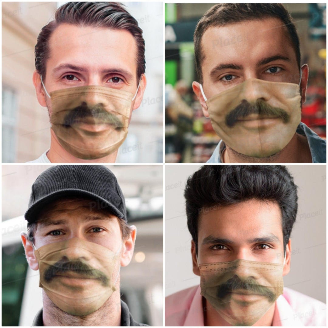 B.reynolds TV Star Style Moustache Face Mask Realistic,adults//washable ...