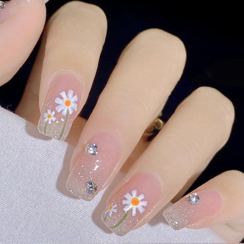 Nail Stickers White Floral - Etsy