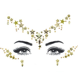Halloween Face Gems / Gold Stars Moon Festival Face Crystal Stickers ...