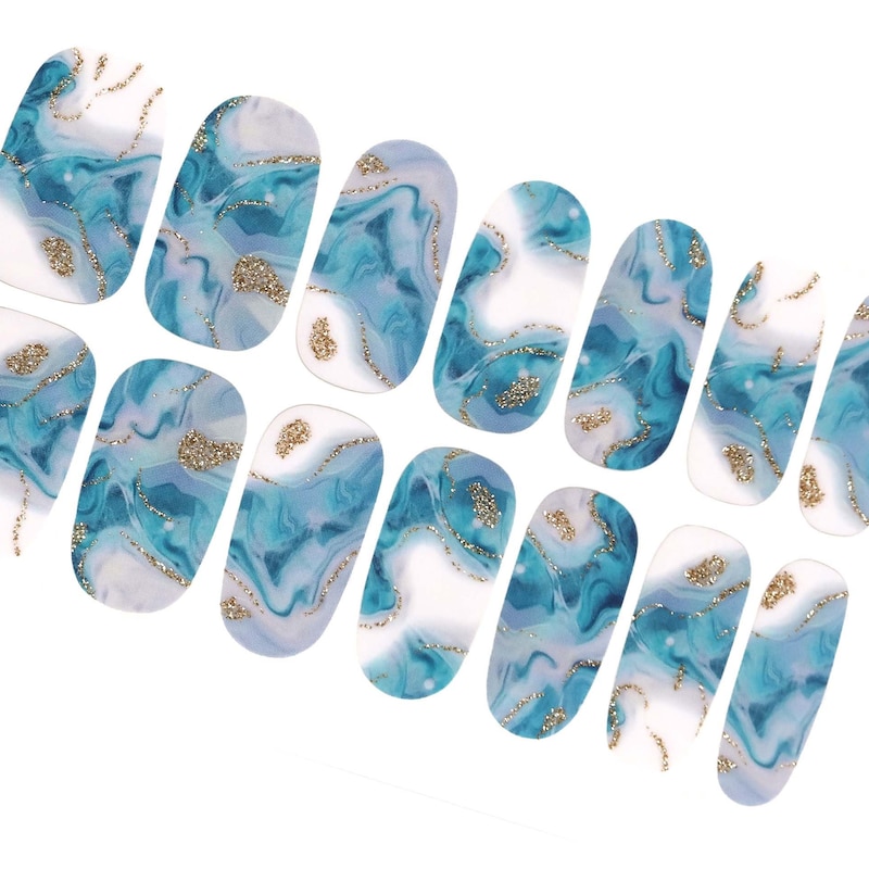 Blue Marble Nail Stickers - Etsy