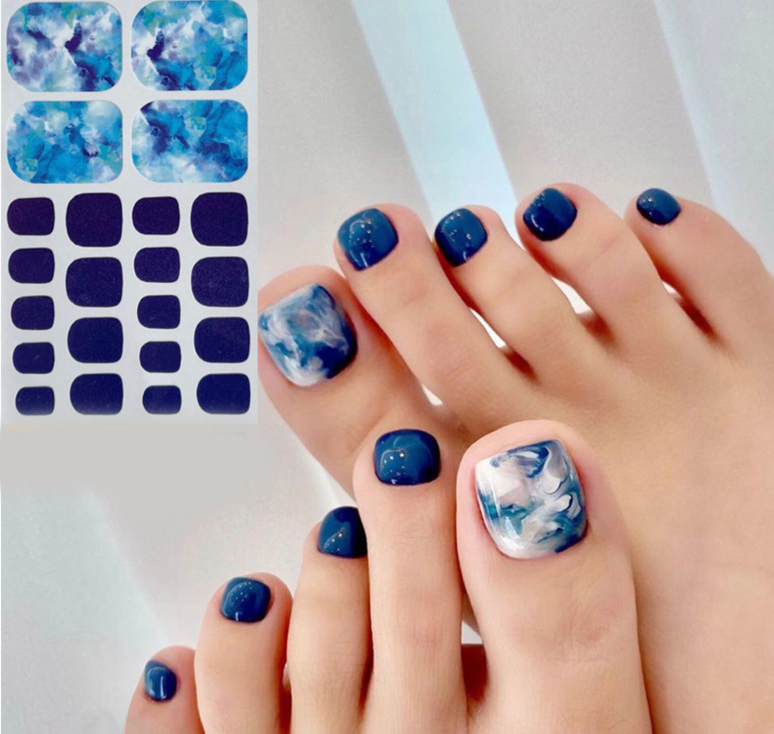 Navy Blue Swirl Wraps for Toes / Marble Summer Toe Nail Polish - Etsy