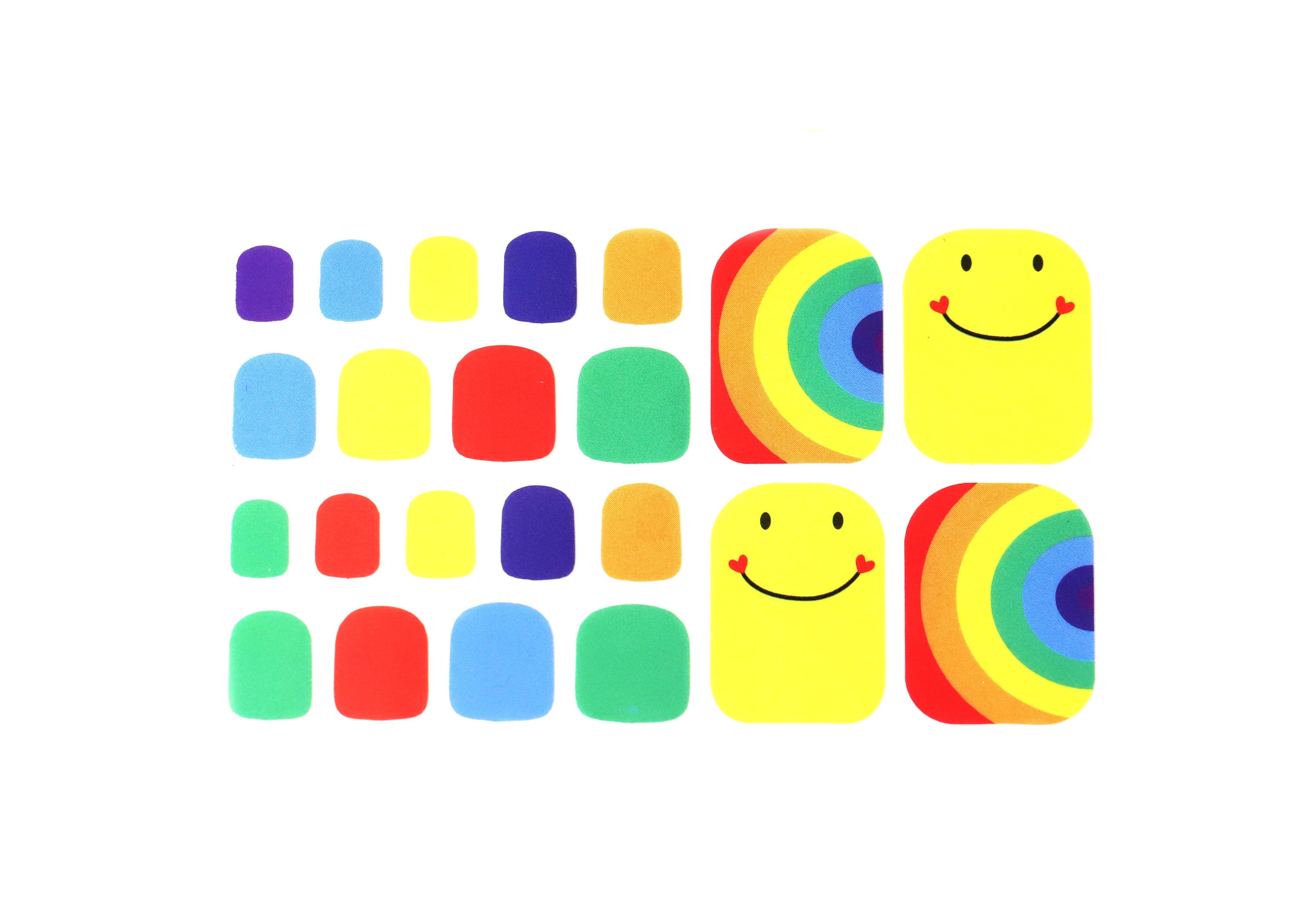 Rainbow Smiley Face Toe Nail Wraps | Kawaii Nail Stickers - Etsy