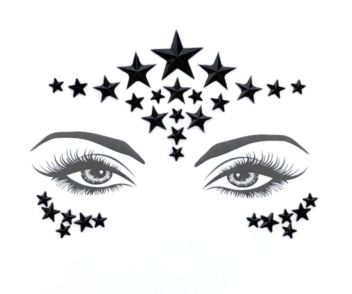 Black Star Face Gems / Holiday Festival Face Crystal Stickers ...