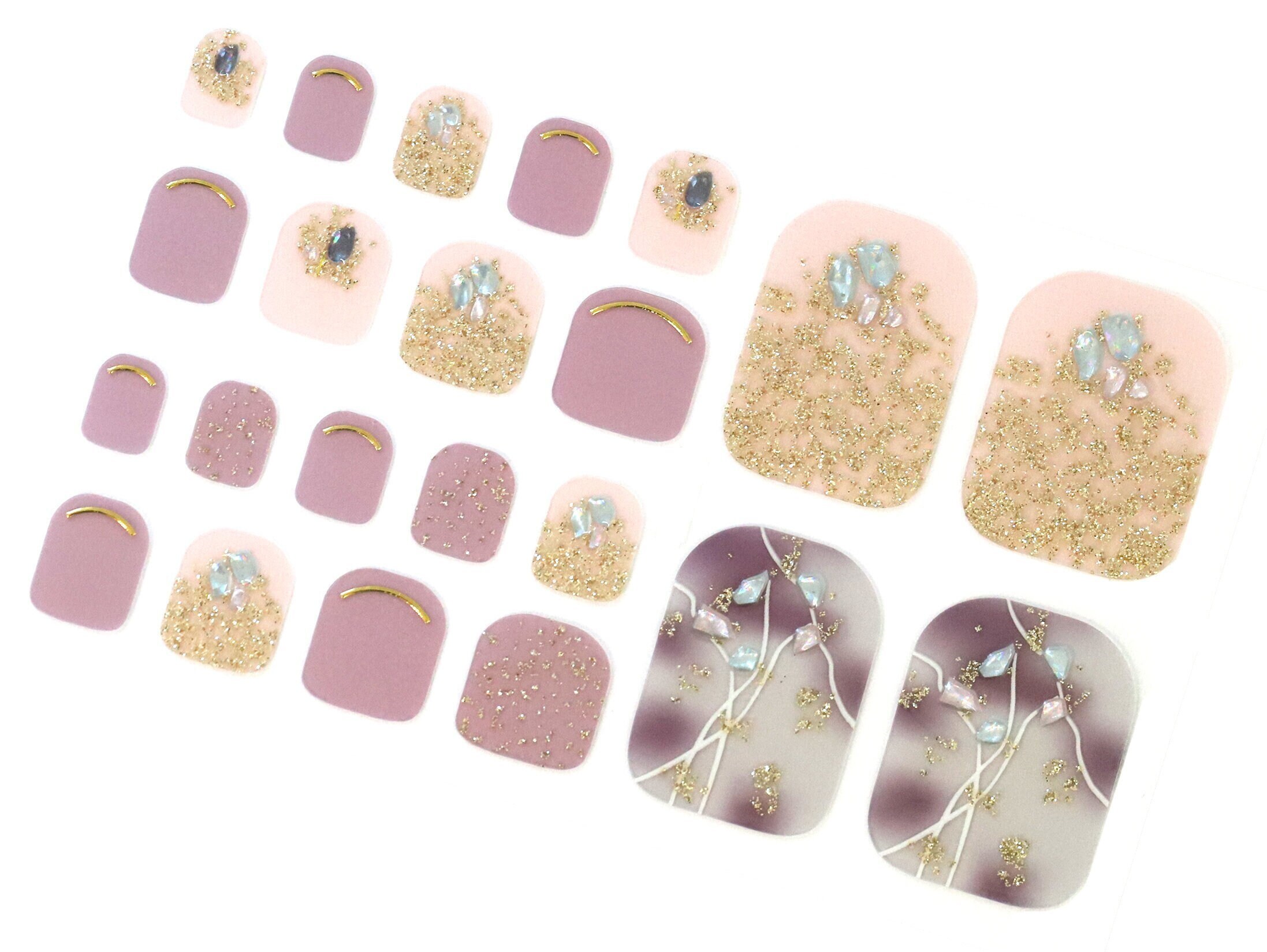 Neutral Pastel Peach Toe Nail Wraps / 3D Gold Glitter Toe Nail | Etsy