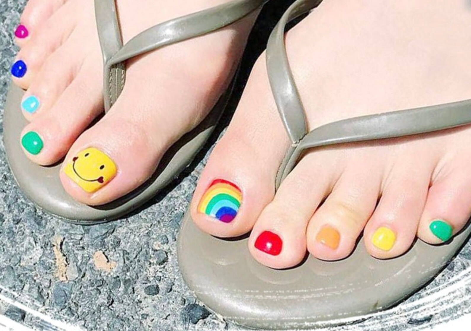Rainbow Smiley Face Toe Nail Wraps | Kawaii Nail Stickers - Etsy