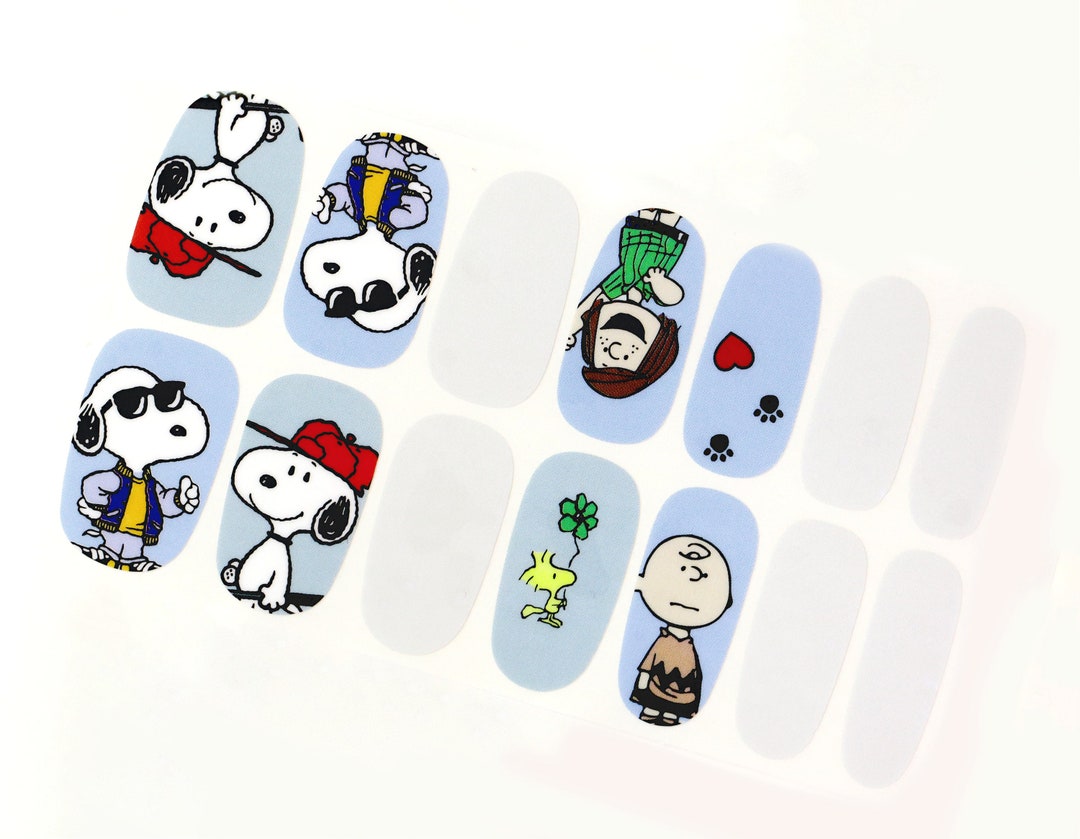 Snoopy Nail Wraps | Cute Cartoon Nail Polish Strips - Etsy