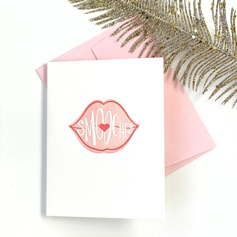 Letterpress Smooches Valentine's Day Card - Etsy