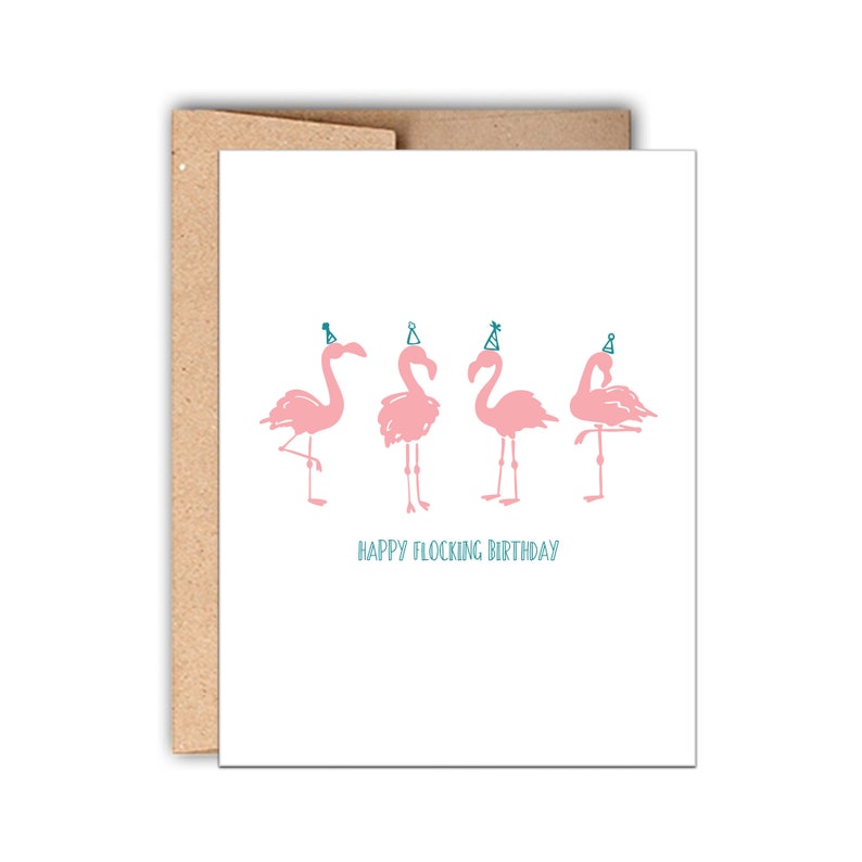 Flamingo Birthday Letterpress Greeting Card, Funny Birthday Card ...