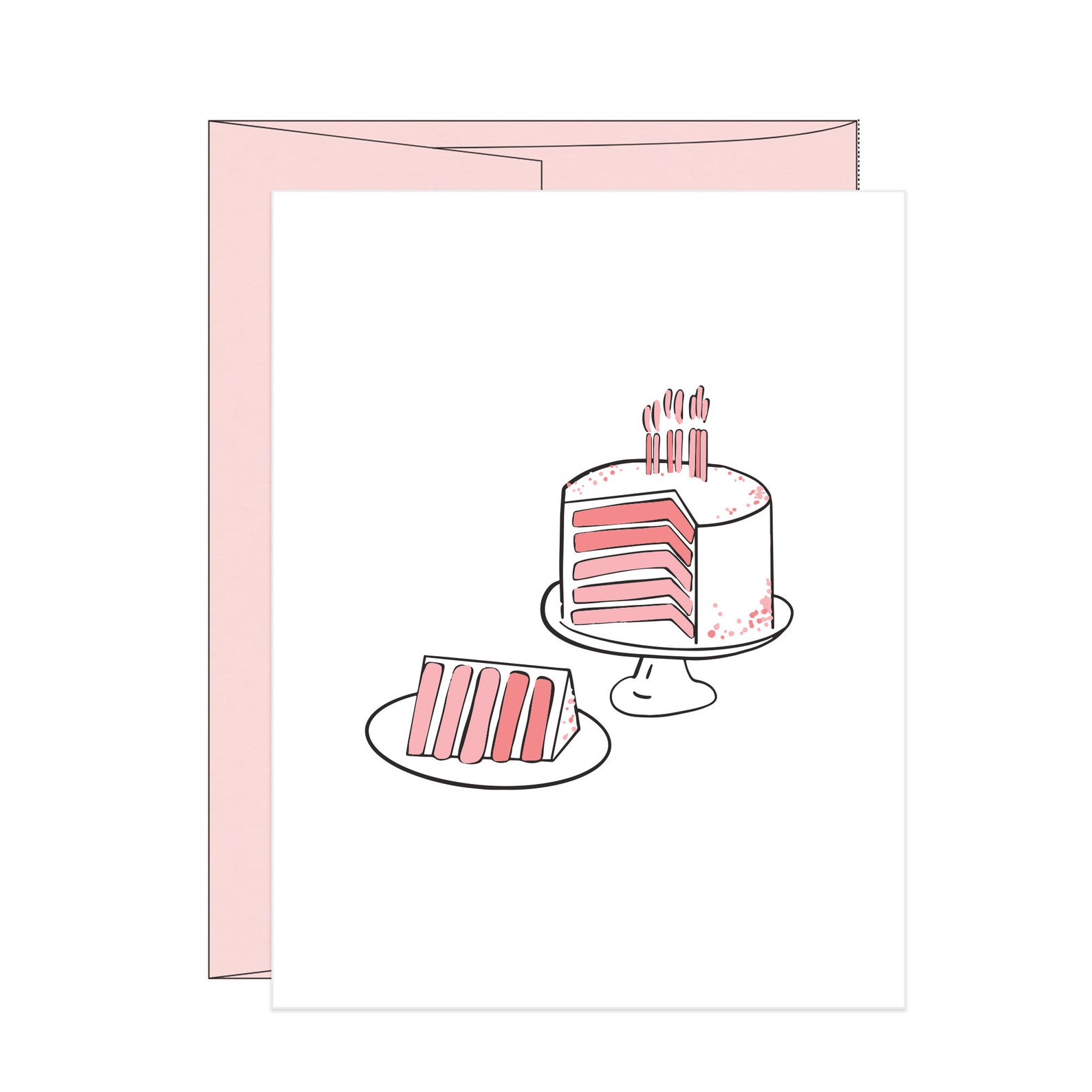 Birthday Cake Letterpress Card Simple and Cute Birthday Card - Etsy