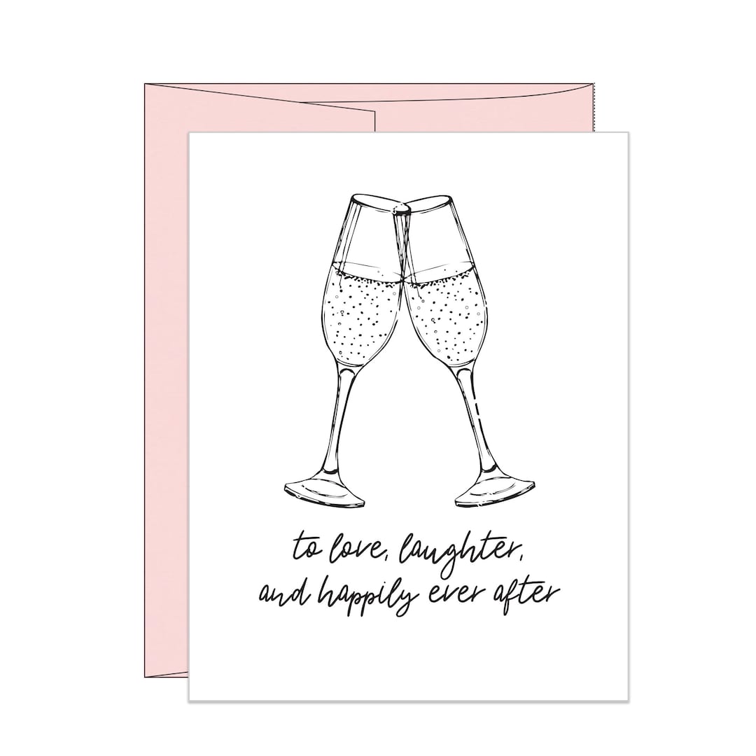Wedding Letterpress Greeting Card, Cheers Notecard, Congrats Card ...