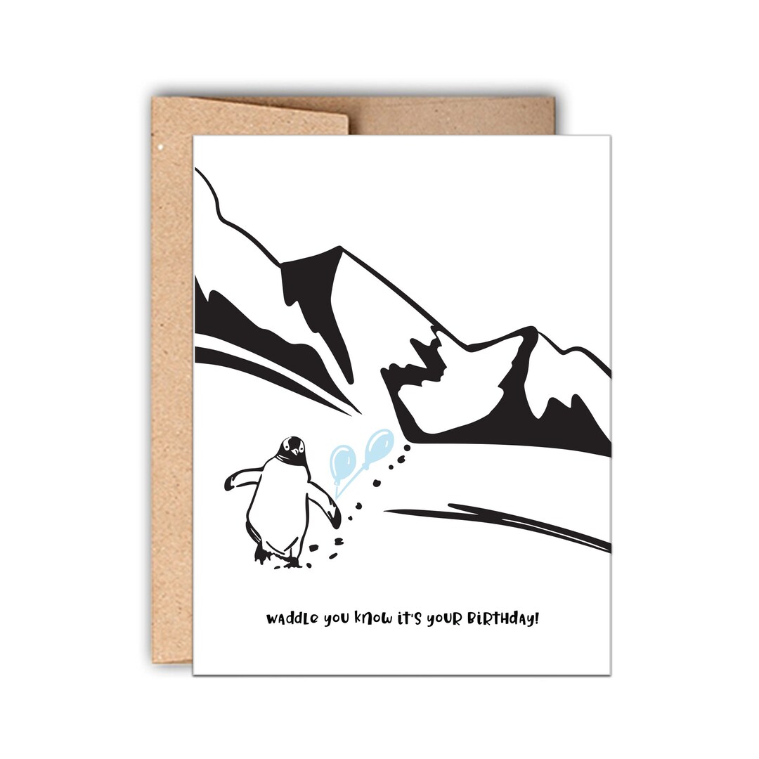 Penguin Birthday Card: Funny Letterpress Card - Etsy