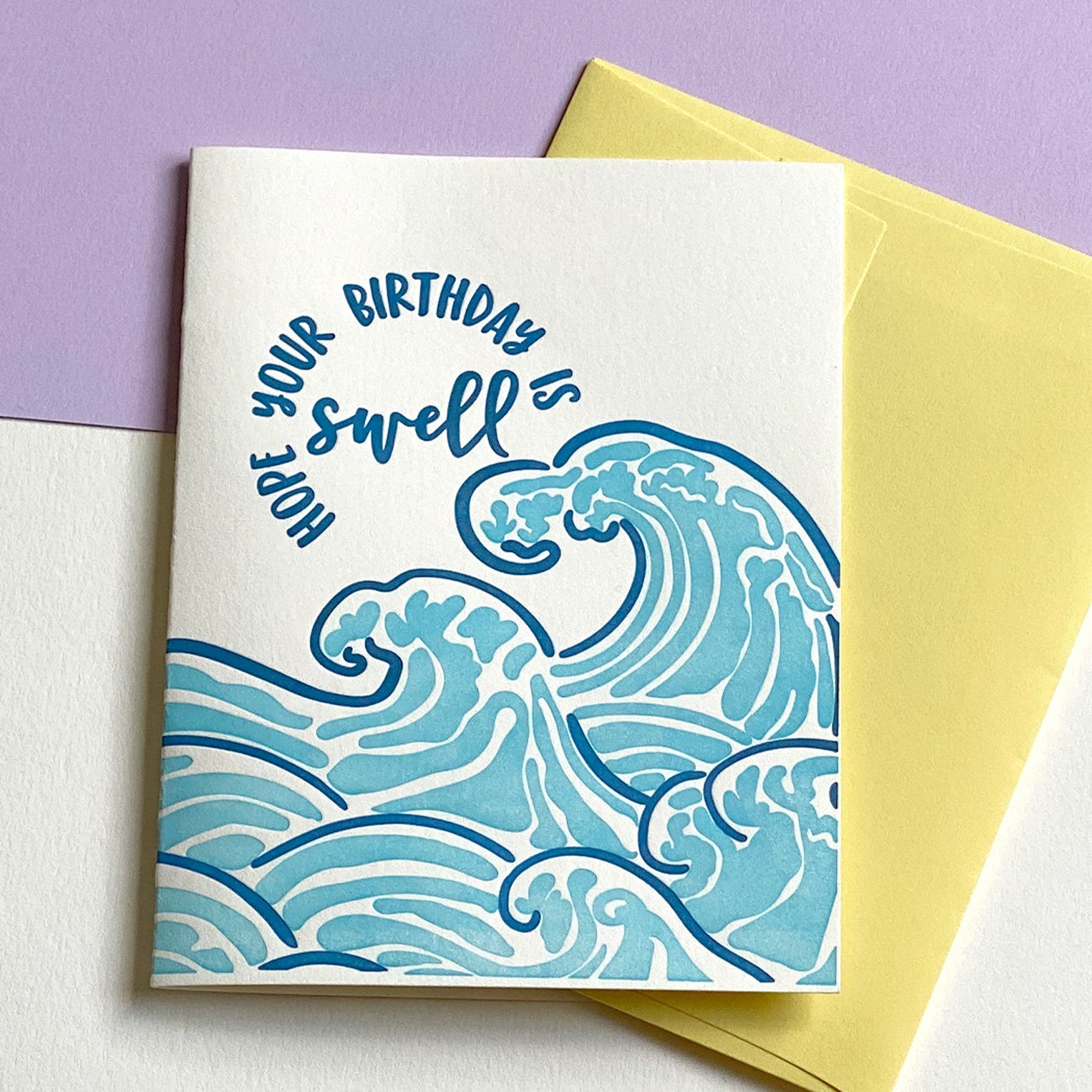 Happy Birthday Letterpress Card, Hope Your Birthday is Swell, Ocean ...