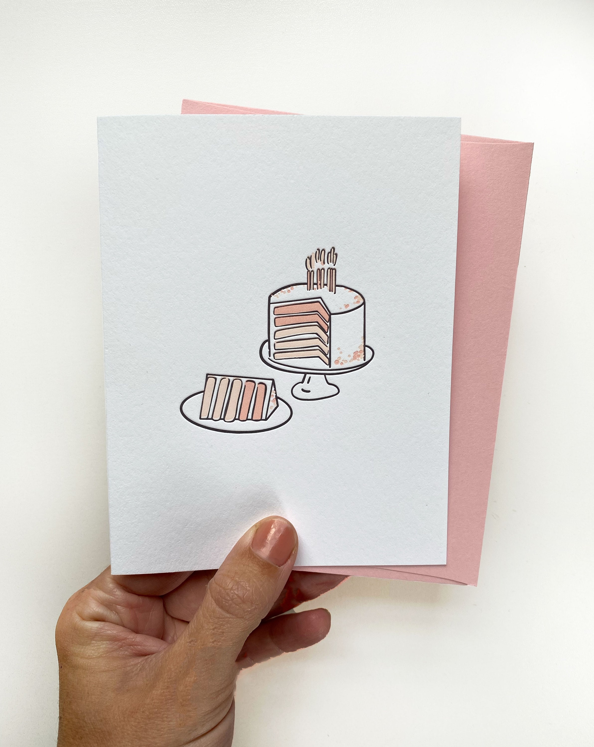 Birthday Cake Letterpress Card Simple and Cute Birthday Card - Etsy